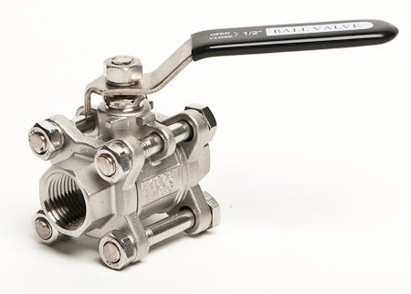 1/2" NPT 3 Piece Stainless Steel Ball Valve